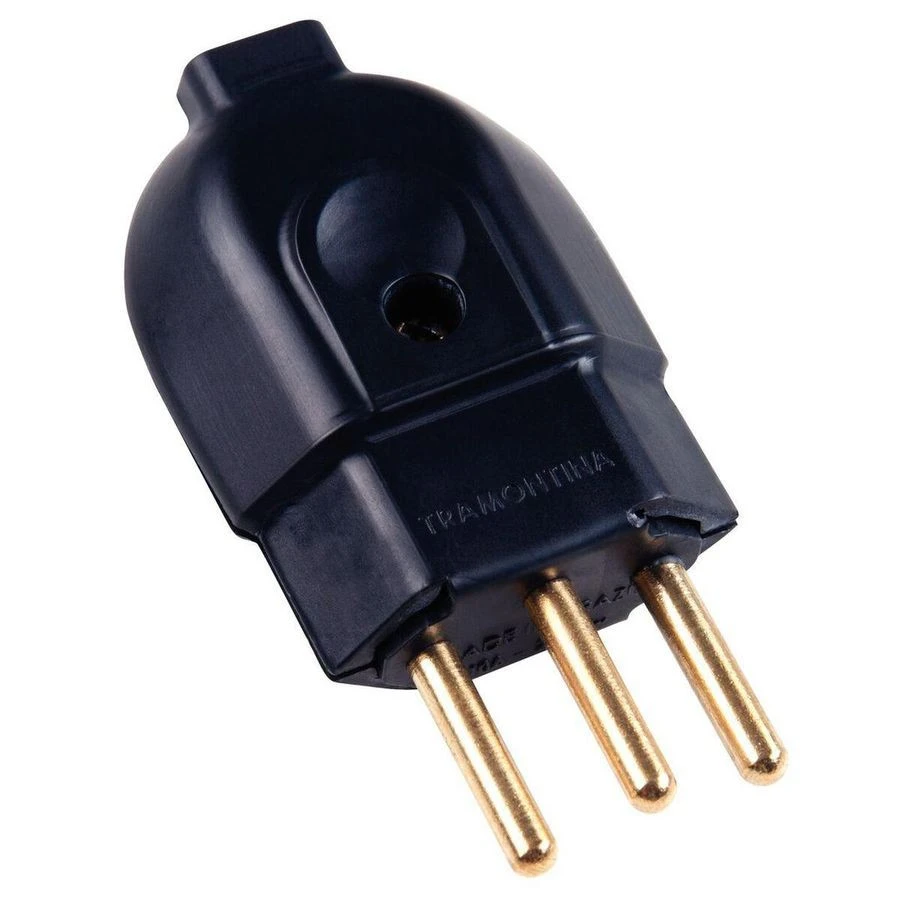 Plugue Macho 2p+t 10 a 250 V Preto - Tramontina - REDEMAC