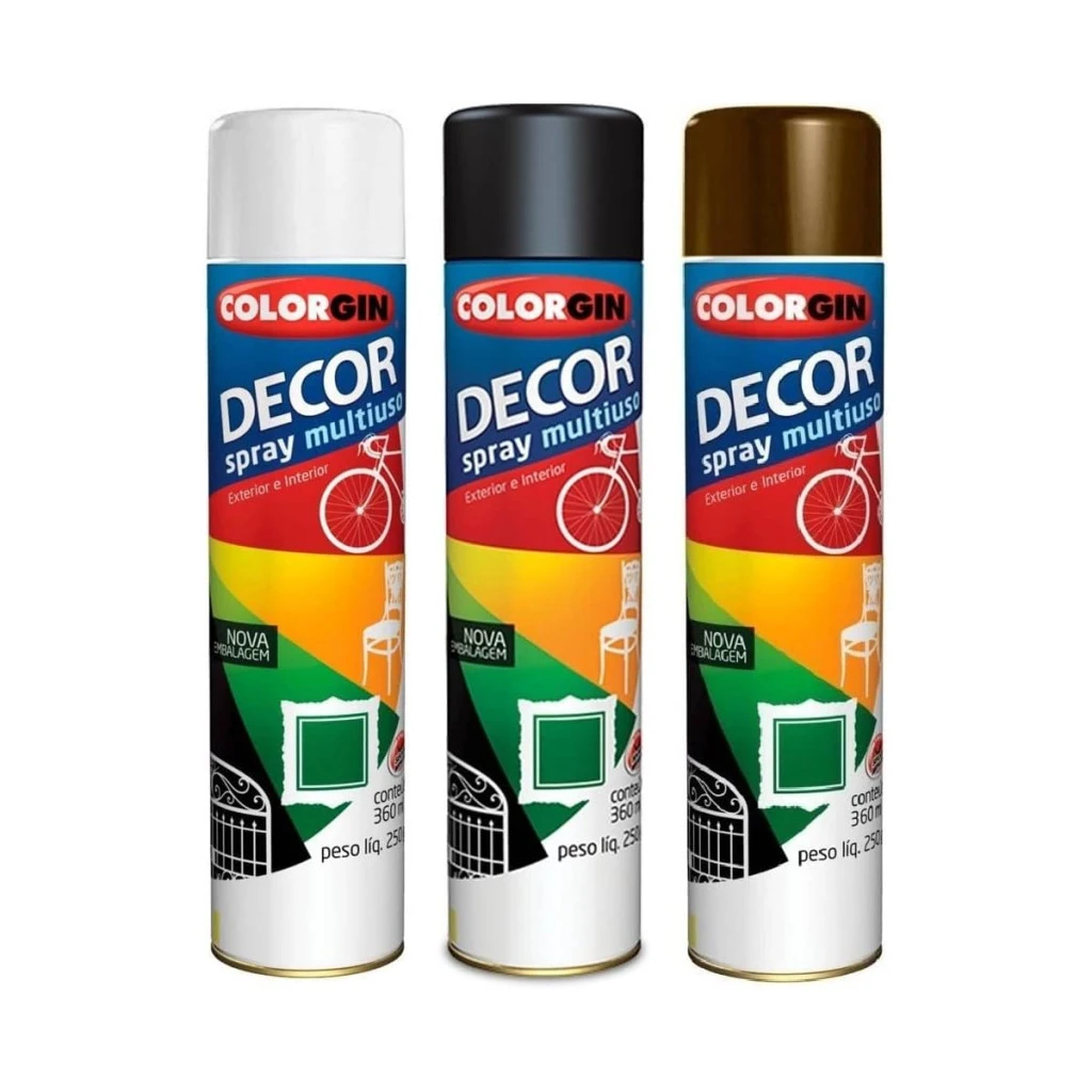Tinta Spray Preto Brilhante Decor 8701 Colorgin - REDEMAC