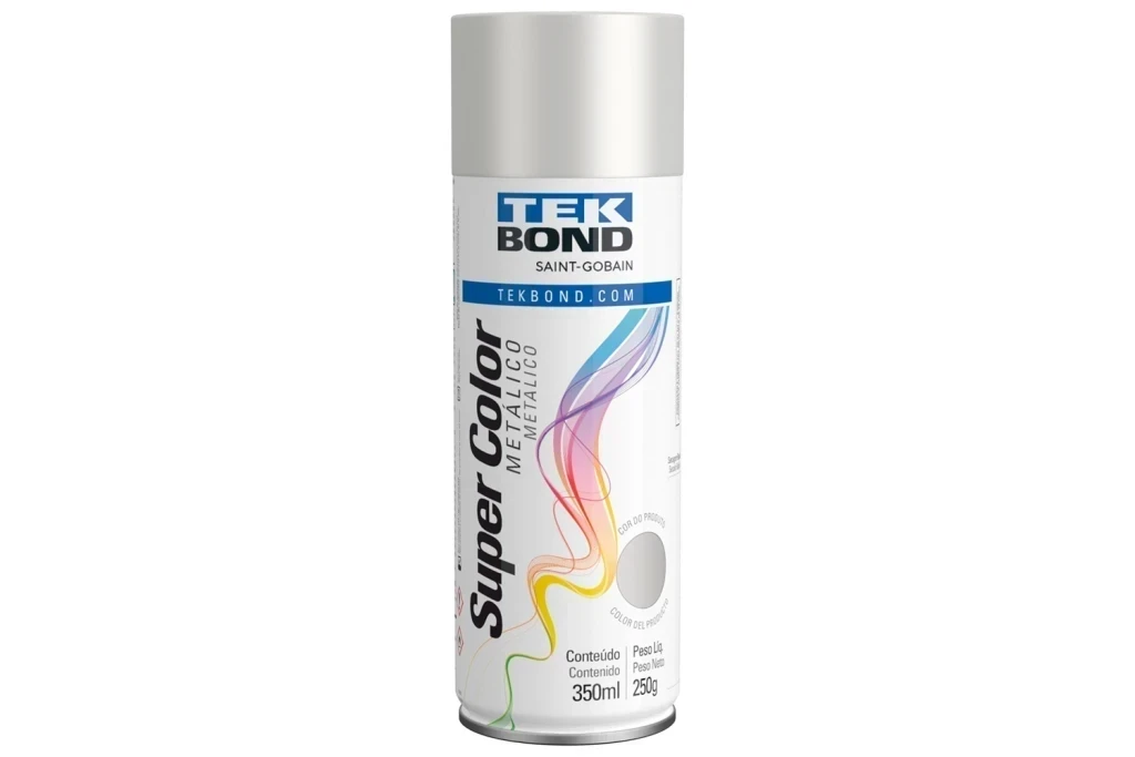 Tinta Spray Metalico Prata 350ml/250g Tek Bond - REDEMAC