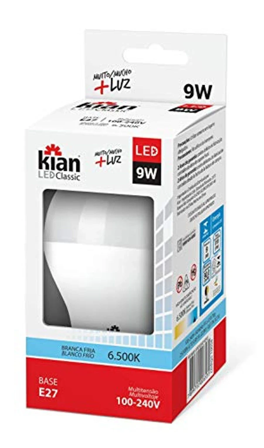 Lampada Led 9 Watts Bivolt Luz 6500k Kian - REDEMAC